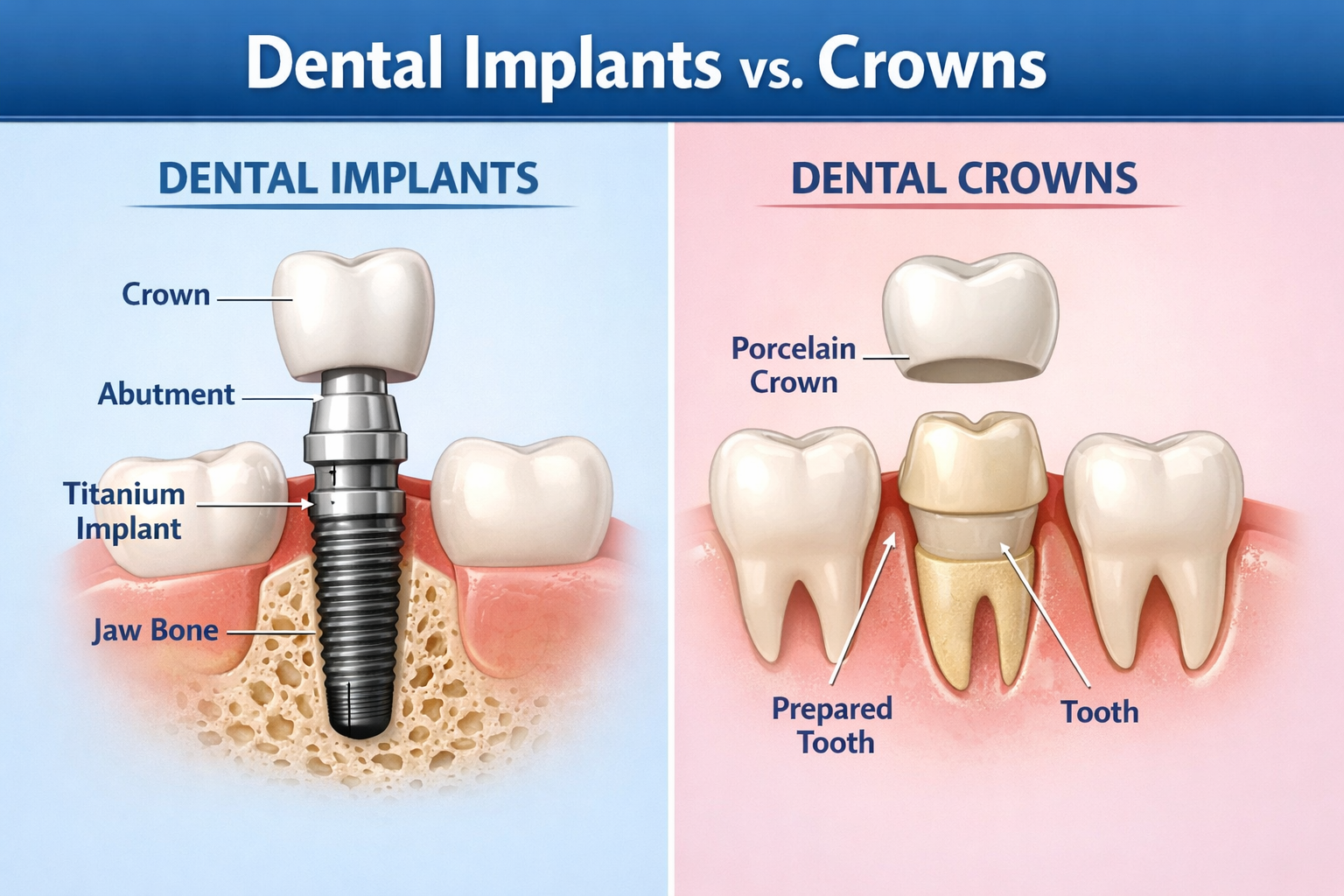 Dental Implants vs Crowns – Cost, Longevity & Which Is Best? - Azure ...